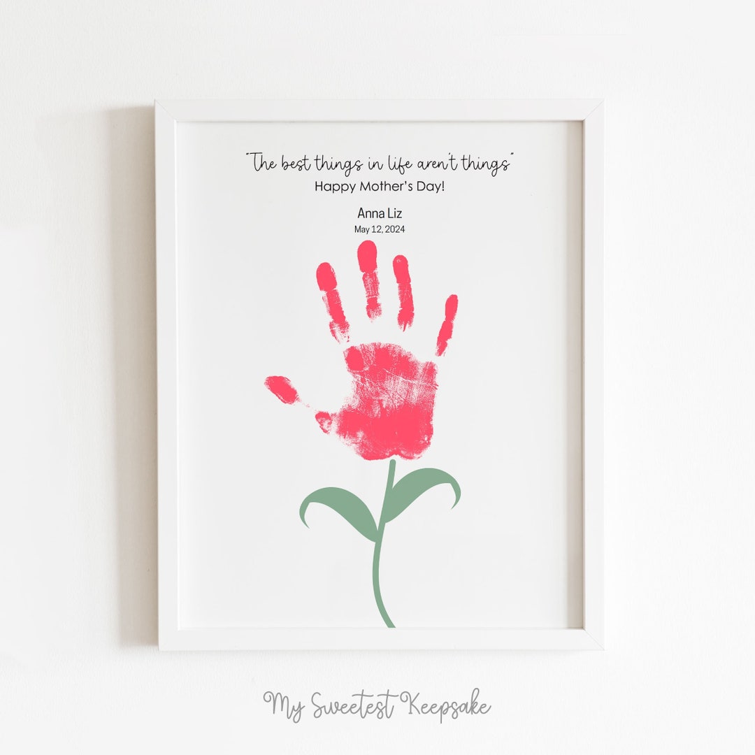 Printable Flower Handprint Keepsake Gift for Mom or Grandma | Mother's ...