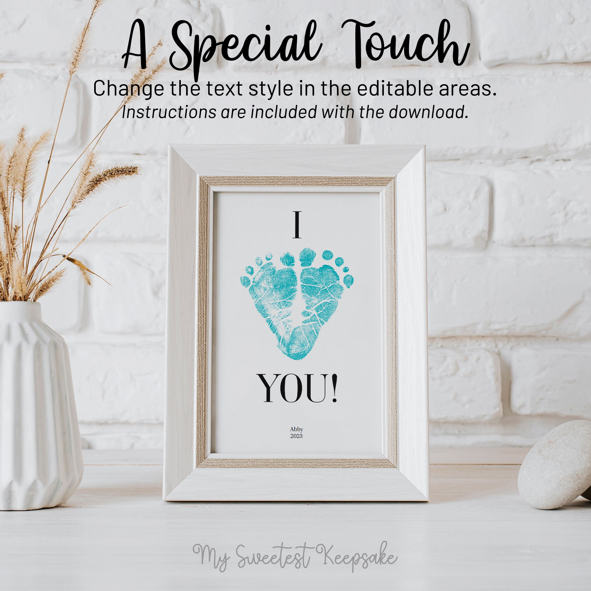 Printable I Love You Baby Heart Footprint Mother's Day - Etsy Canada