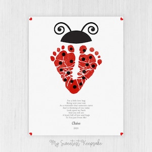 Printable Ladybug Footprint Gift | Mother's Day Gift | Gift for Grandma ...