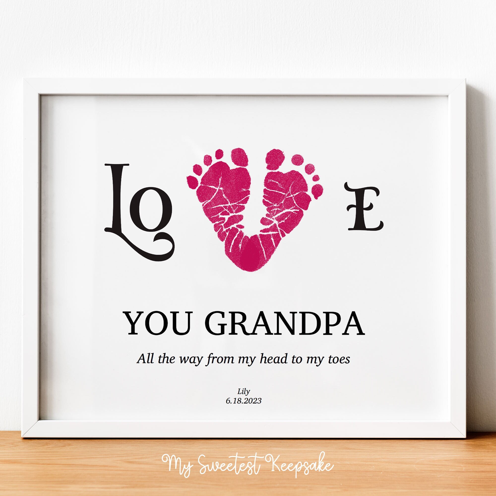 Printable Baby Footprint Keepsake Gift for Grandpa Love You Grandpa All ...