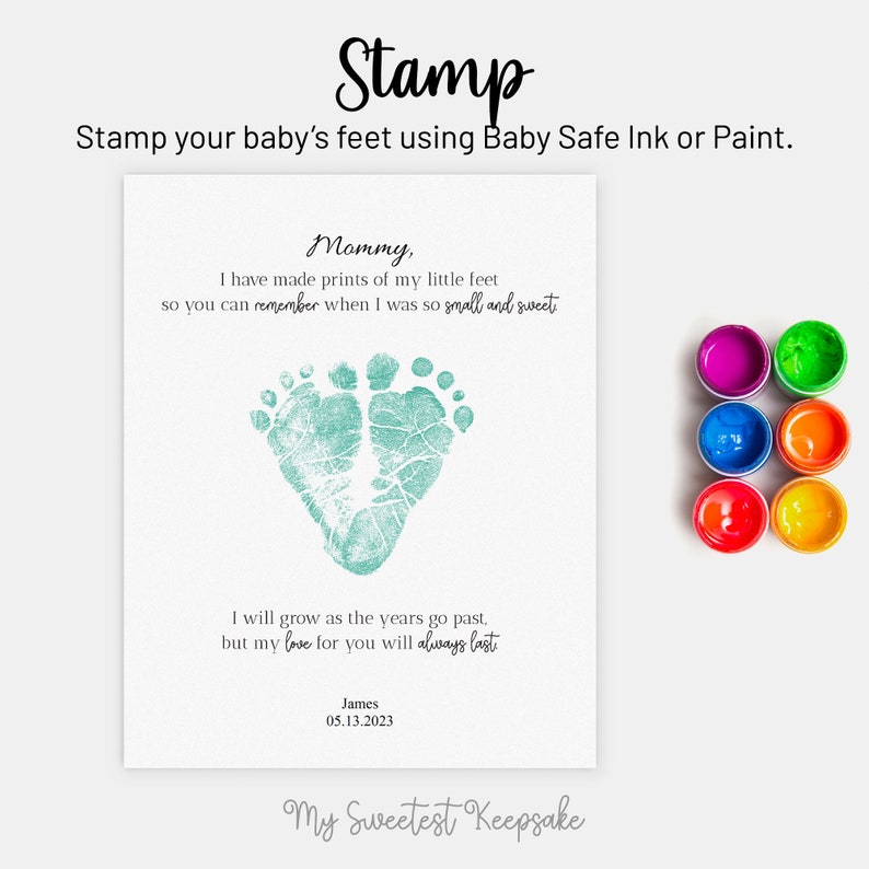 Printable Footprint Keepsake for Mom - Birthday - Mother's Day Gift - Etsy