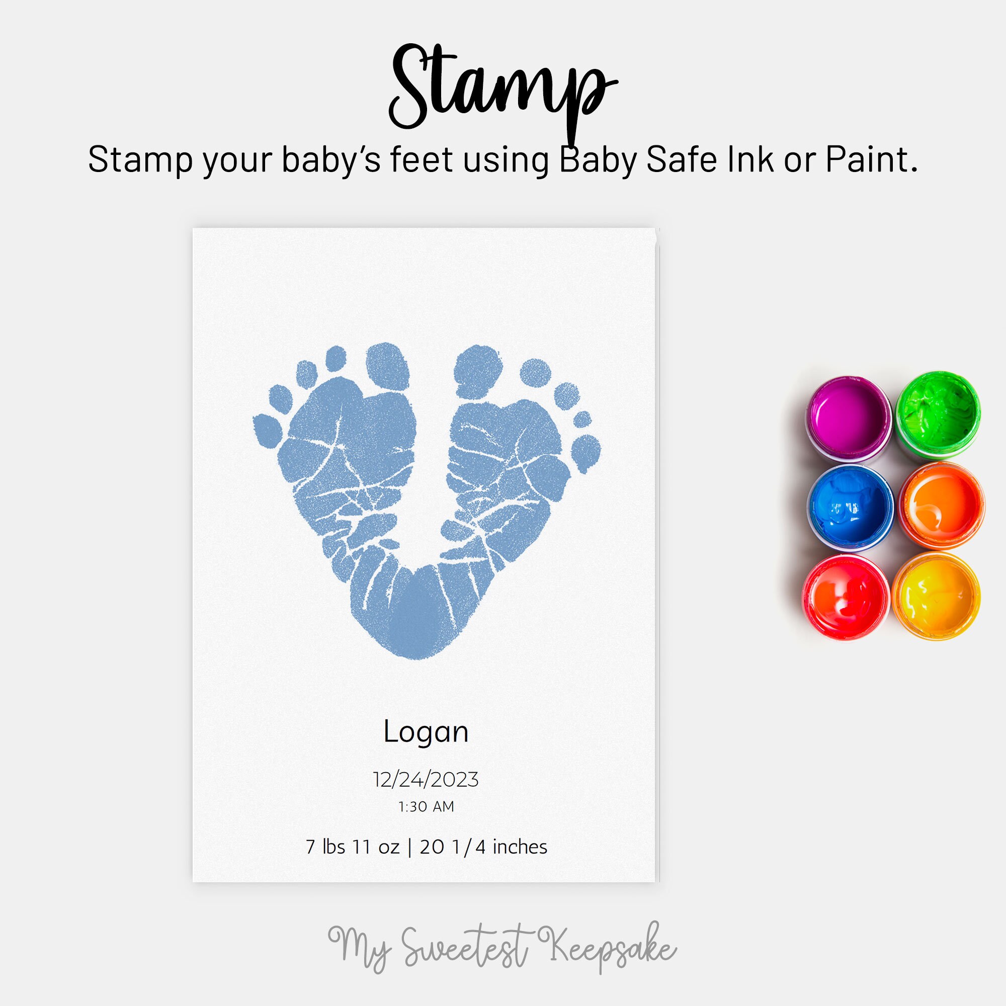 Printable Birth Footprint Keepsake | Gift for Mom, Dad, Grandma ...