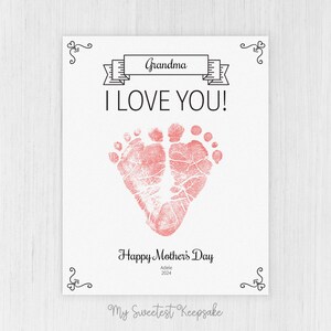 Printable Grandma Footprint Gift | Mother's Day Gift From Baby ...