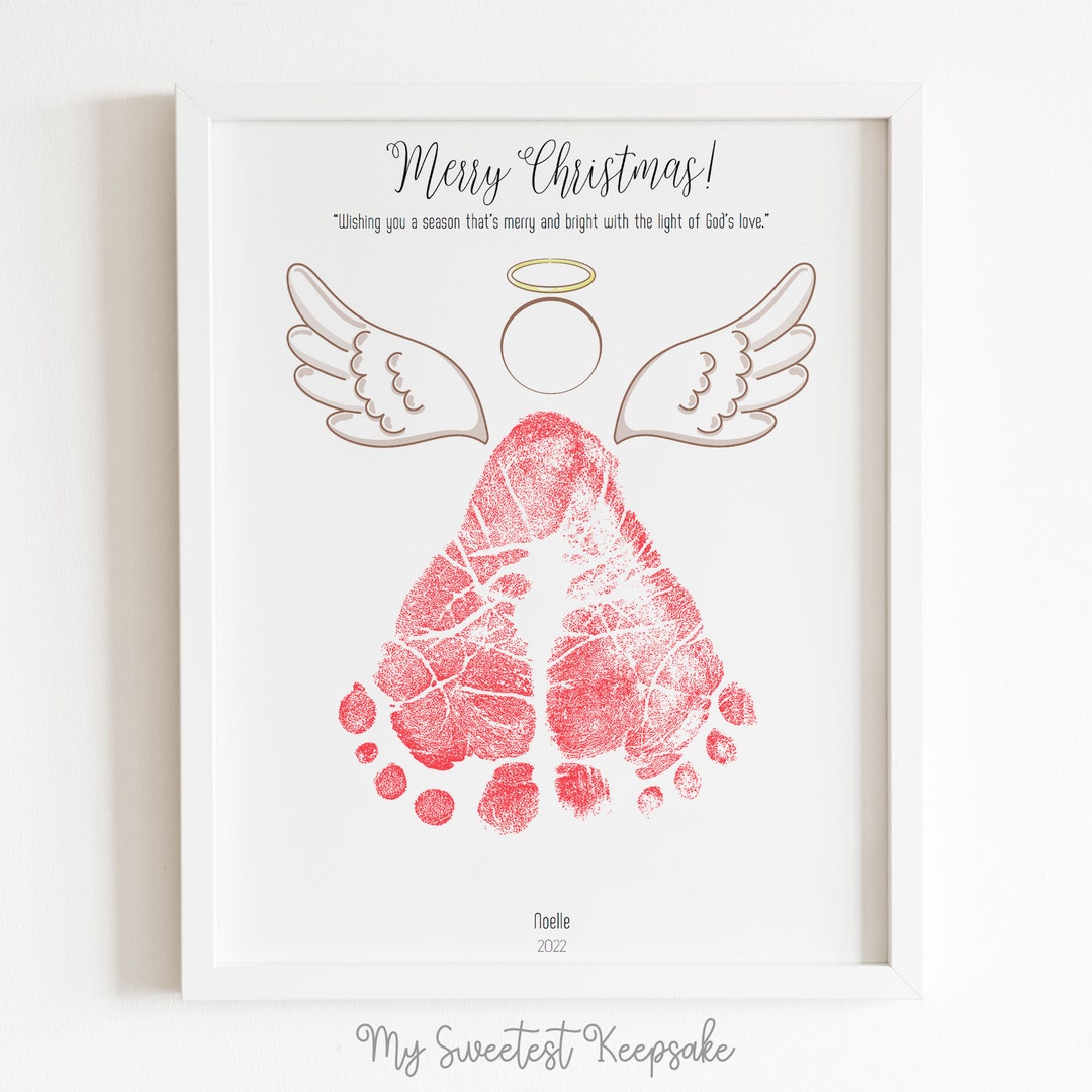 Printable Baby Footprint Christmas Gift Gift for Grandma, Grandpa, Dad ...