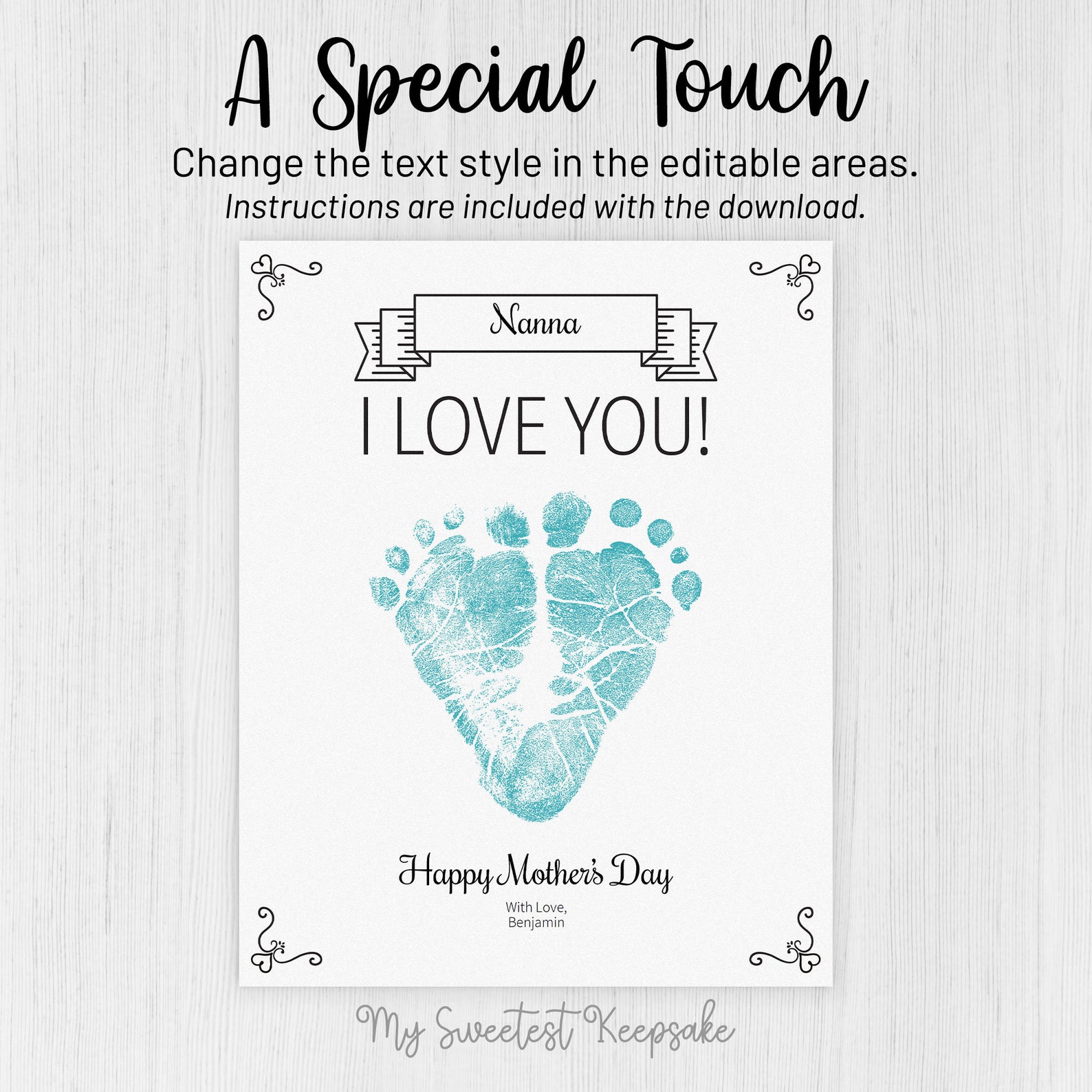 Printable Grandma Footprint - Mother's Day Gift From Baby - Keepsake ...