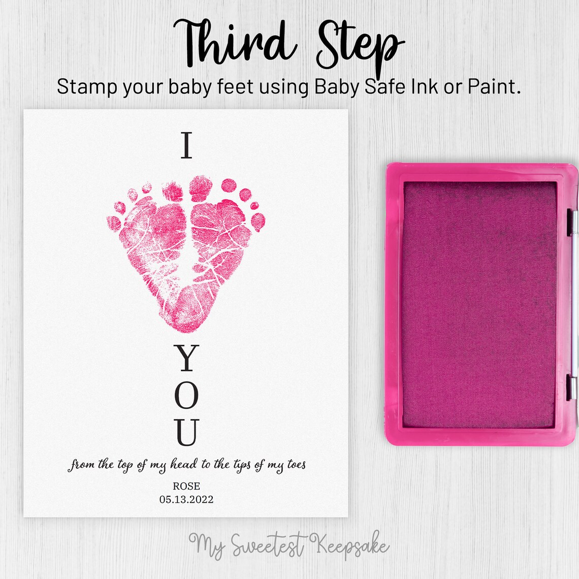 Printable I Love You Heart Footprint Father's Day - Etsy