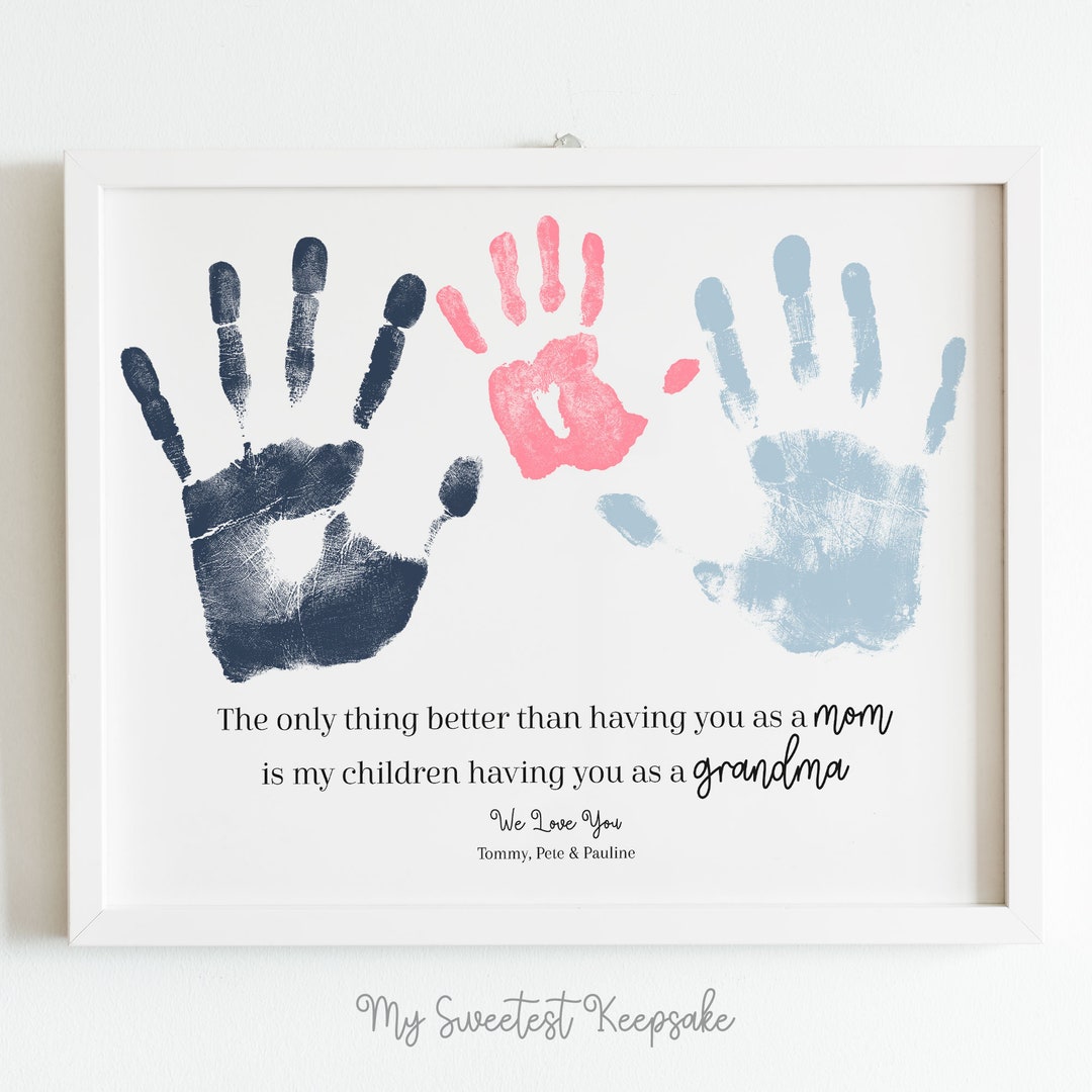 Gift for Grandma | Printable Handprint or Footprint Keepsake for ...