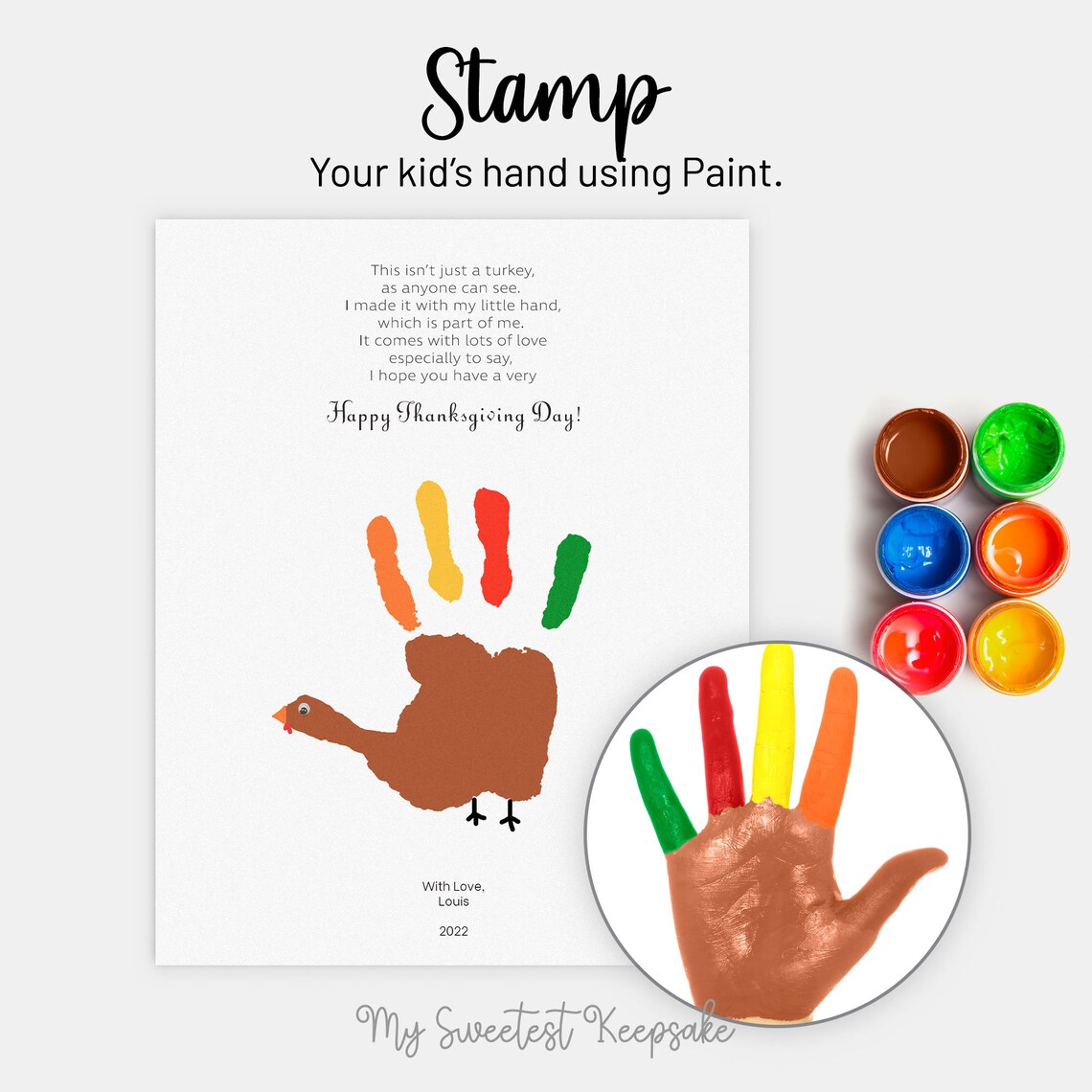 Turkey Handprint Keepsake Gift Thanksgiving Craft for Kids - Etsy