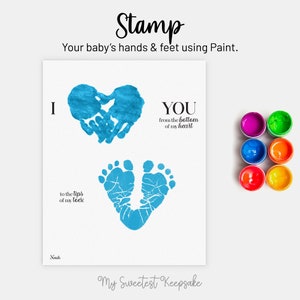Footprint and Handprint Baby Keepsake | Printable Father's Day Gift ...