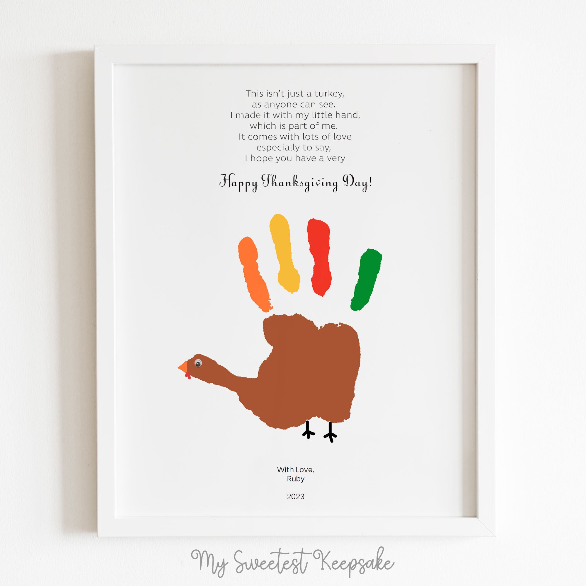 Turkey Handprint Keepsake Gift Thanksgiving Craft for Kids Turkey Poem ...