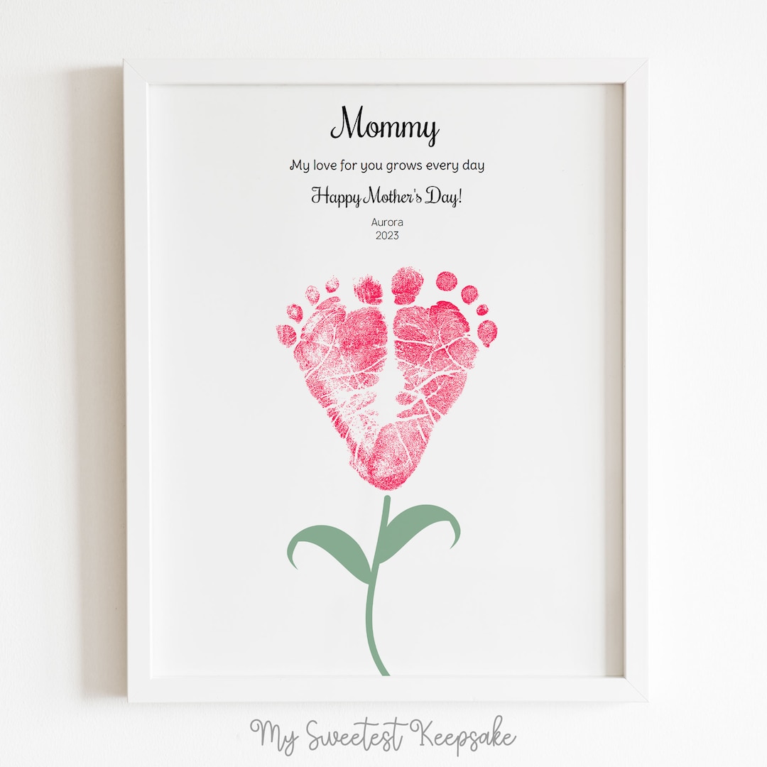 Printable Flower Footprint Keepsake Gift for Mommy | Mother's Day Gift ...