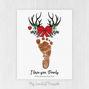 Printable Footprint Deer Christmas Gift | I Love You Deerly | Gifr for ...