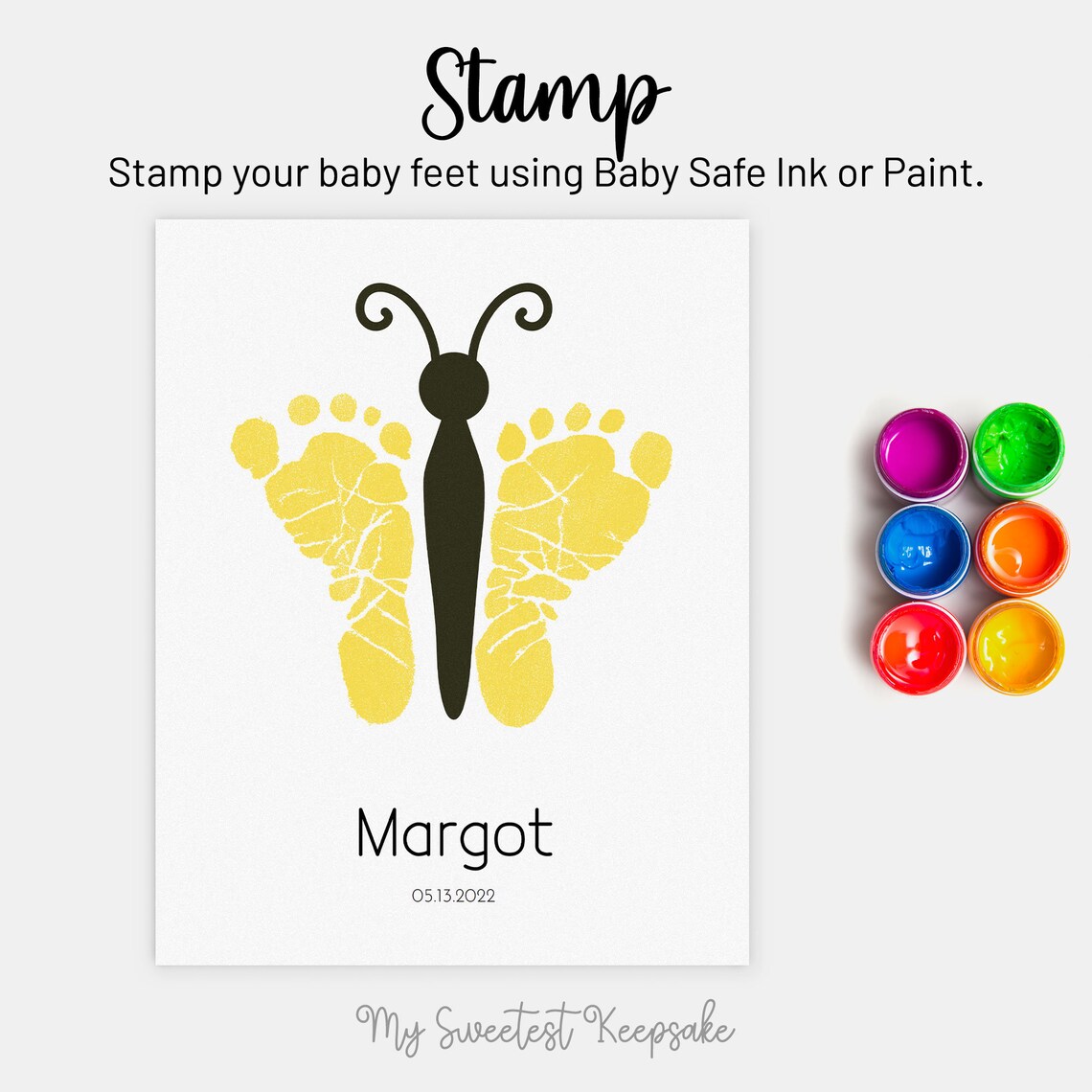 Printable Butterfly Baby Footprint Footprint Keepsake | Etsy