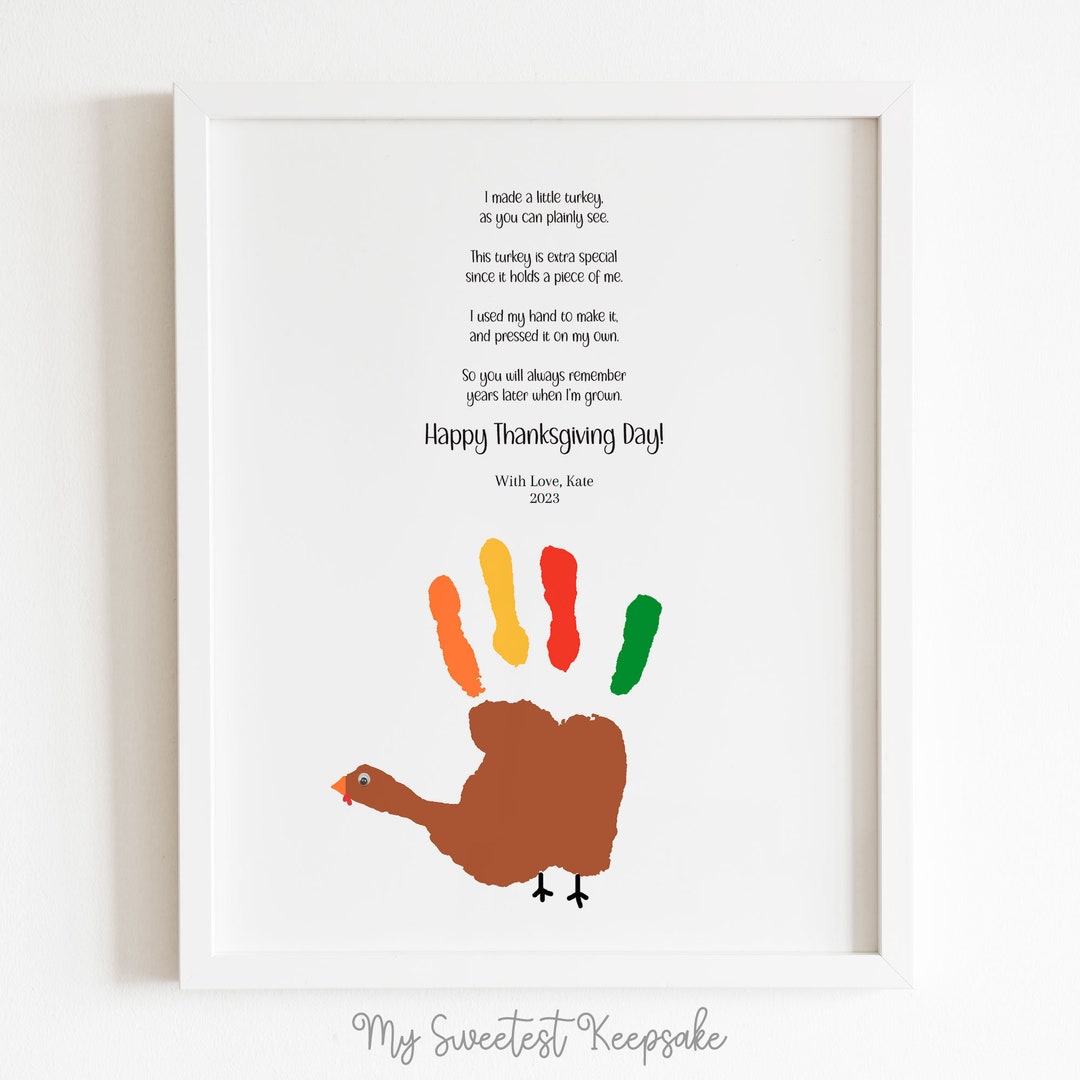 Printable Turkey Handprint Craft for Kids Thanksgiving Poem - Etsy