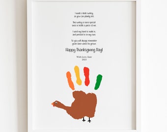 Thanksgiving Handprint Craft Printable for Kids-thankful Poem-turkey ...