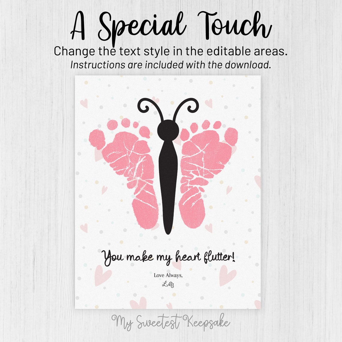 Printable Butterfly Baby Footprint Keepsake Gift for Mom - Etsy