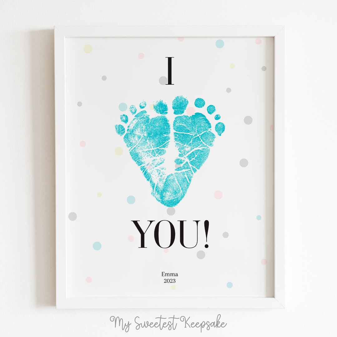 Printable I Love You Keepsake Footprint in Heart Shape | Mother's Day ...