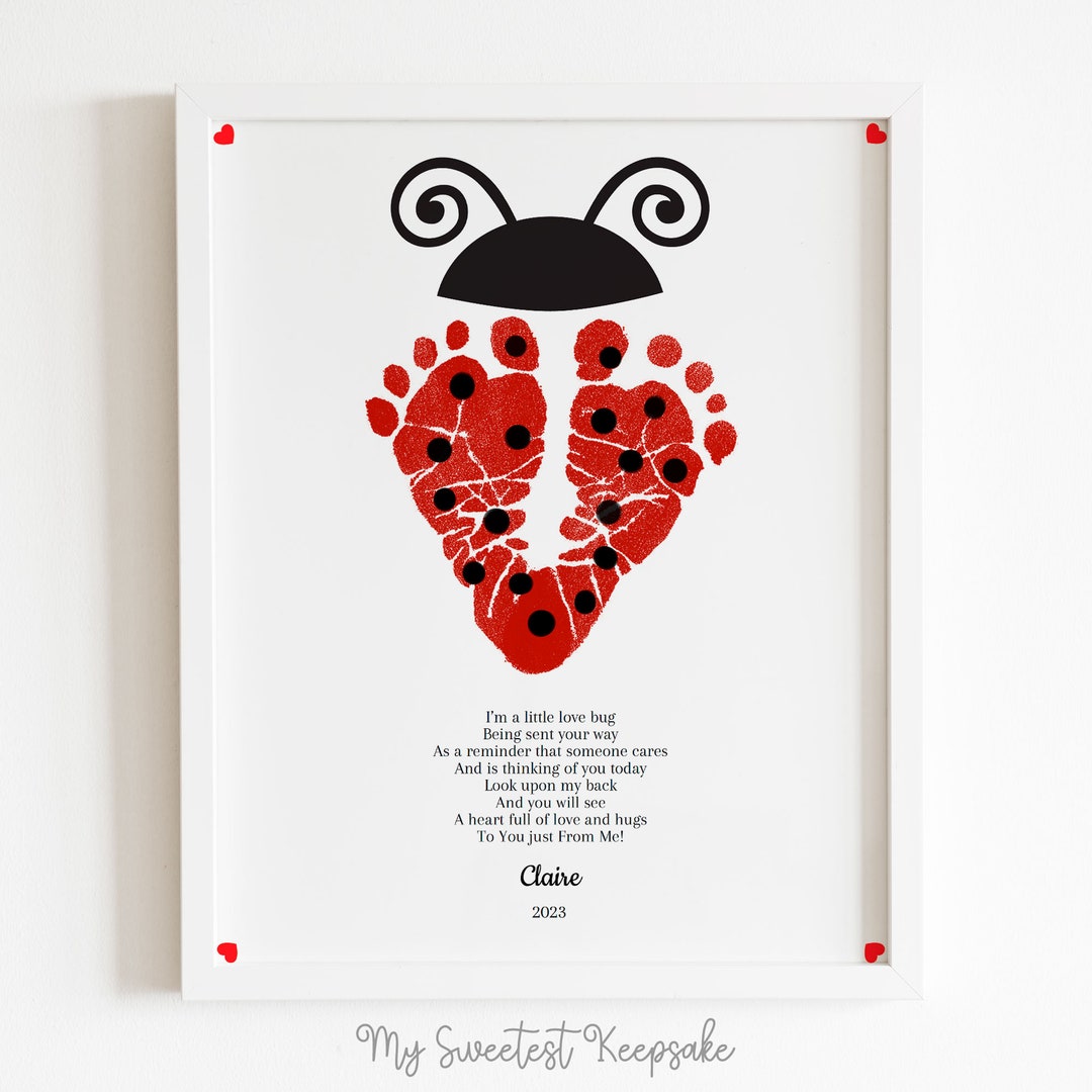 Printable Ladybug Footprint Gift | Mother's Day Gift | Gift for Grandma ...