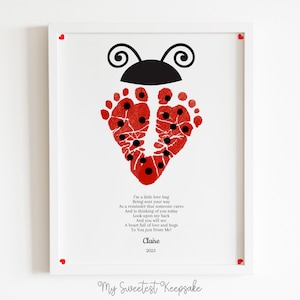 Printable Ladybug Footprint Gift | Mother's Day Gift | Gift for Grandma ...