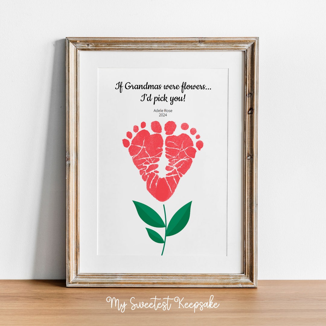 Printable Flower Footprint Gift for Grandma | Birthday Gift | Mother's ...