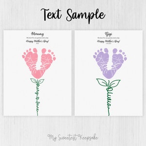Printable Flower Footprint Grandma Gift | Mother's Day Baby Footprint ...