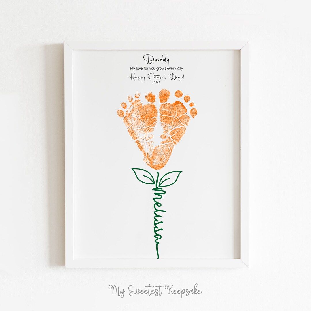 Printable Flower Footprint Gift | Father's Day Gift From Baby for Daddy ...