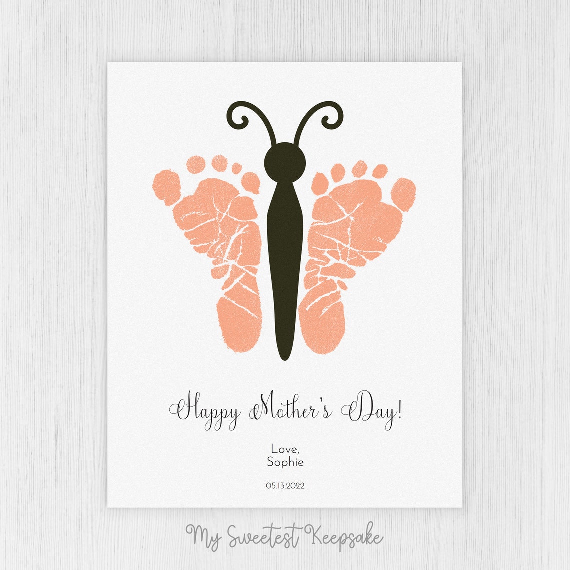 Printable Mother's Day Gift | Butterfly Baby Footprint | Gift for Mom ...