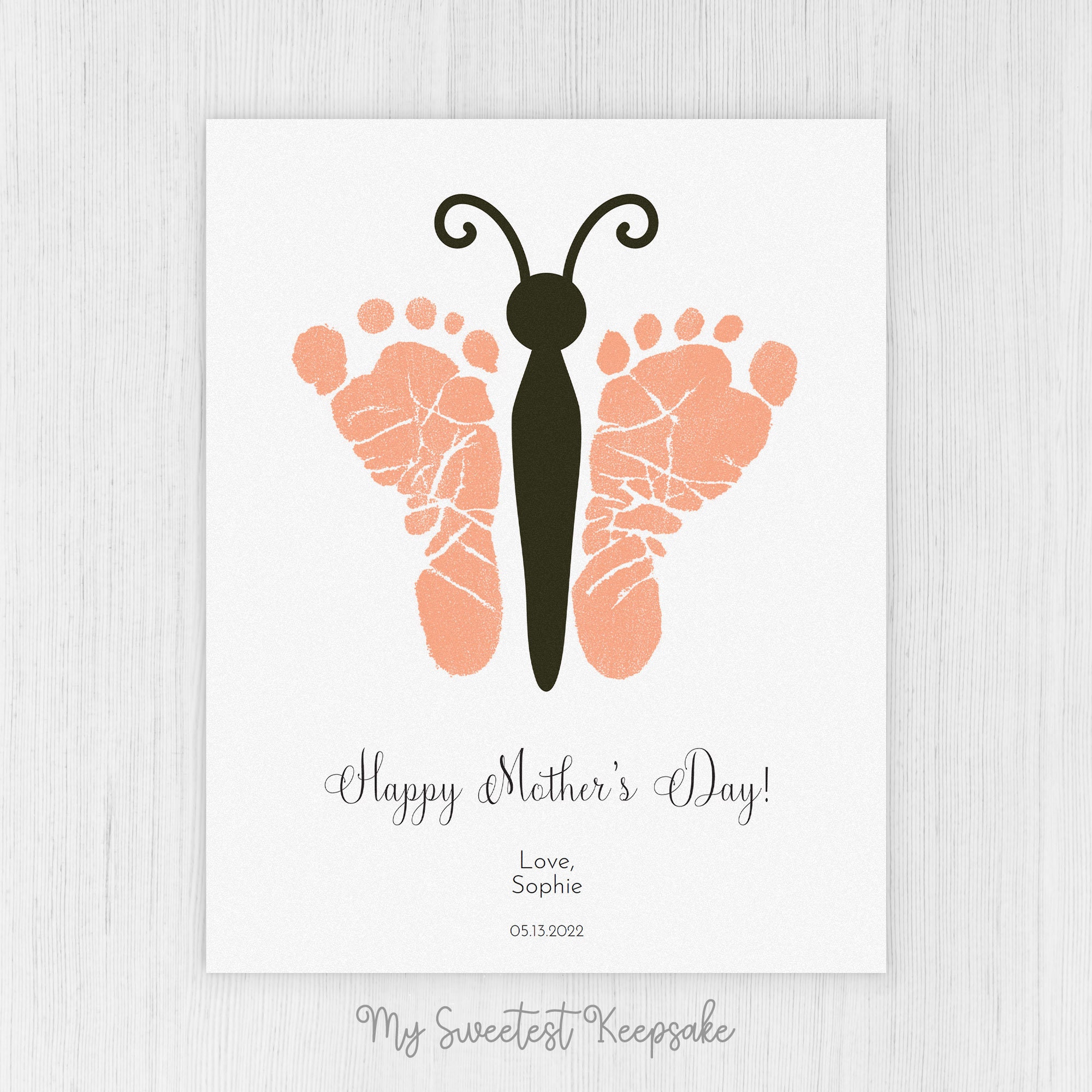 Printable Mother's Day Gift Butterfly Baby Footprint - Etsy