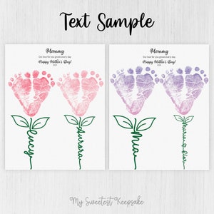 Printable Flower Footprint Grandma Gift | Our Love for You Grows Every ...