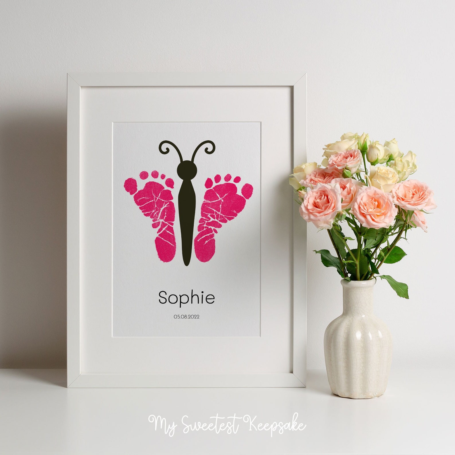 Printable Butterfly Baby Footprint Keepsake Valentine's - Etsy