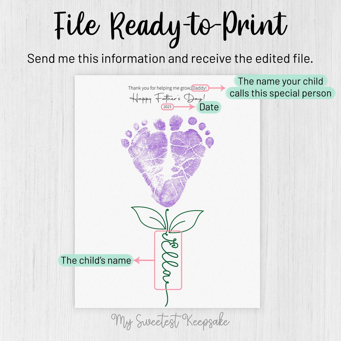 Printable Father's Day Gift From Baby - Thank You for Helping Me Grow ...
