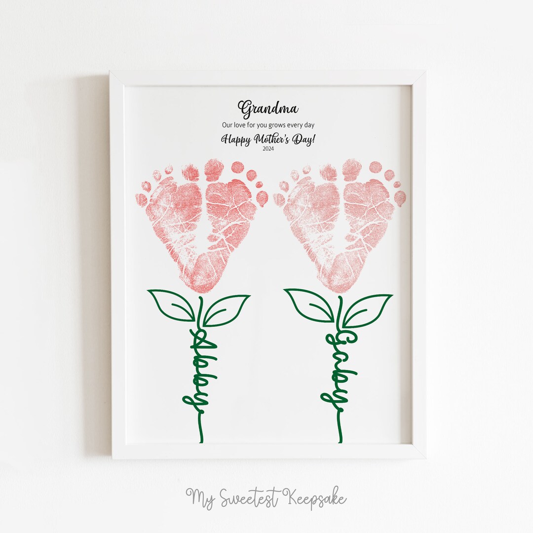 Printable Flower Footprint Grandma Gift | Our Love for You Grows Every ...