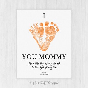 Printable Heart Footprint Gift for Mom | I Love You Mommy Baby Keepsake ...