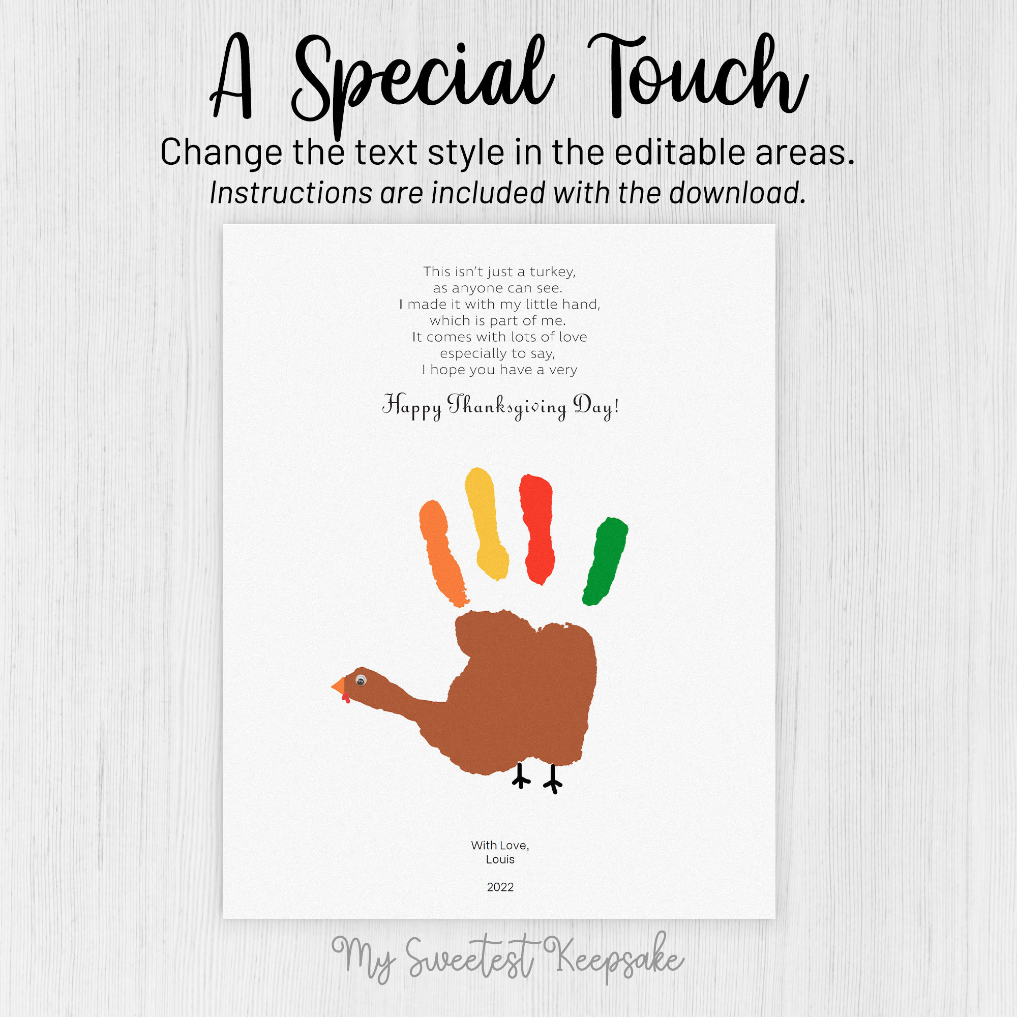 Turkey Handprint Keepsake Gift Thanksgiving Craft for Kids - Etsy