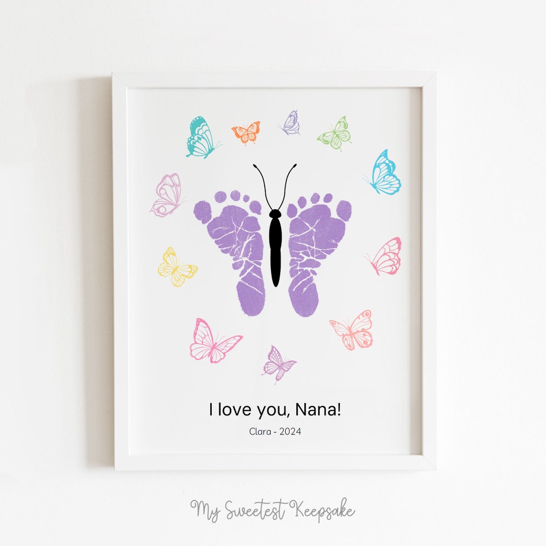 Butterfly Footprint Gift for Nana From Baby DIY Footprint Keepsake Gift ...