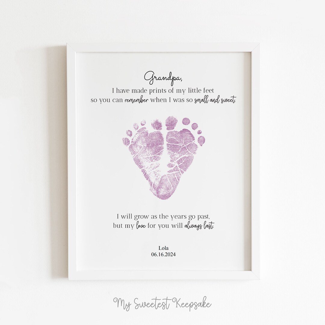 Heart Footprint Keepsake Gift for New Granddad From Baby | Father's Day ...