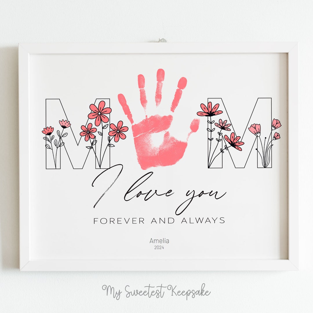 Printable Handprint Keepsake for Mom Valentines Day Gift Birthday Gift ...