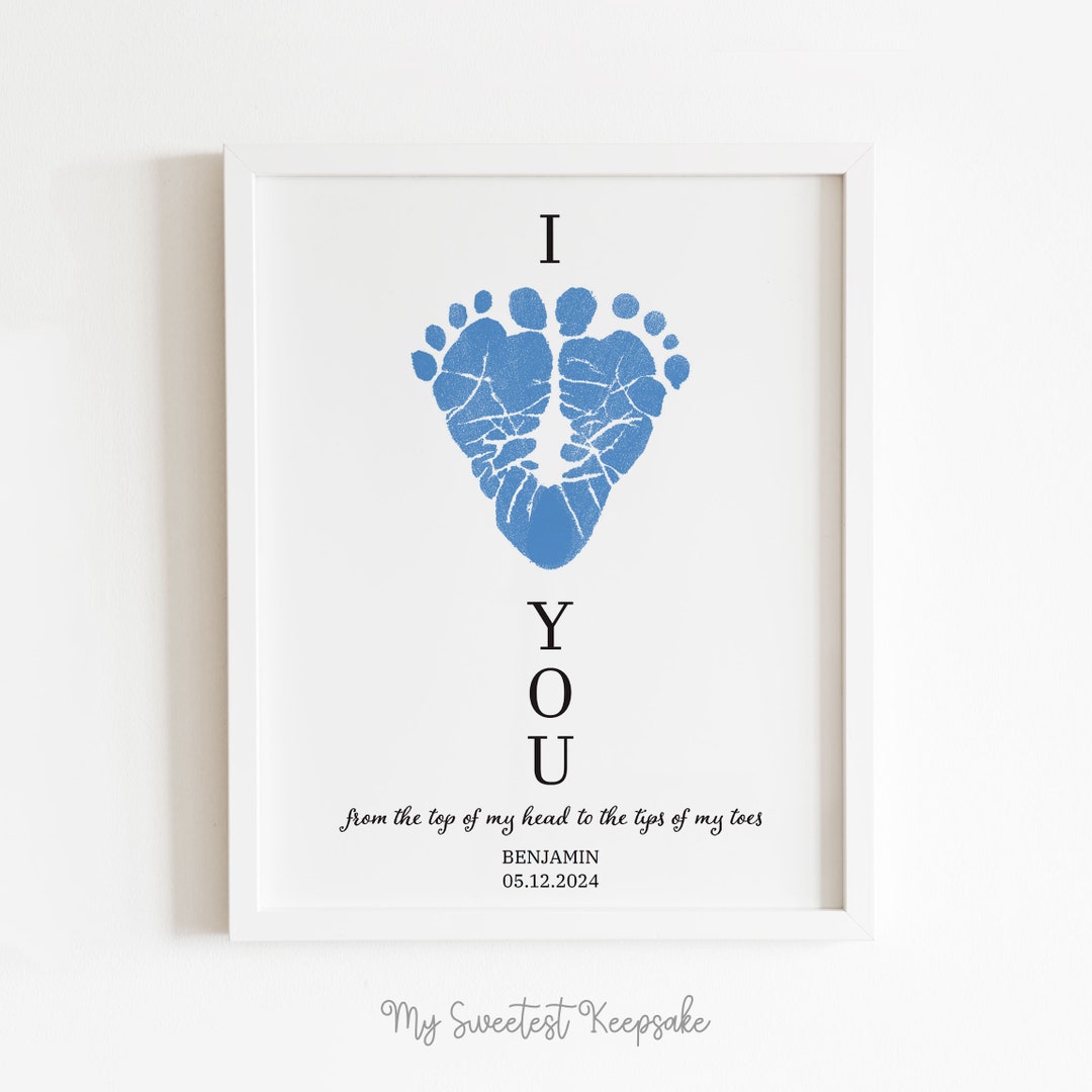 Printable I Love You Heart Footprint Keepsake - DIY Mother's Day Gift ...