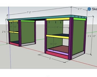 Farmhouse Desk Plans With Pictures double Shelf - Etsy