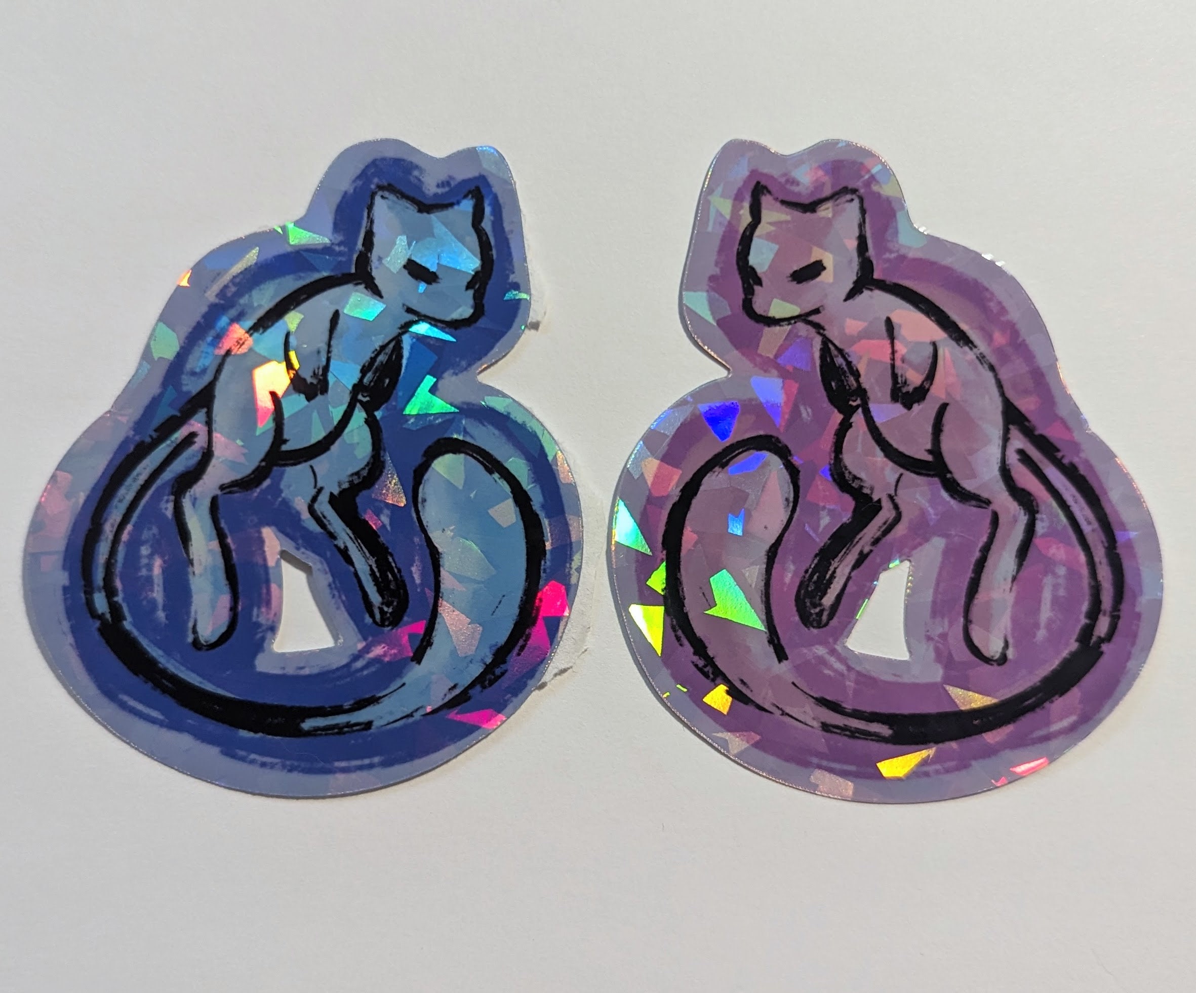 Mewtwo and Mew Holo PKMN 3in Vinyl Stickers - Etsy