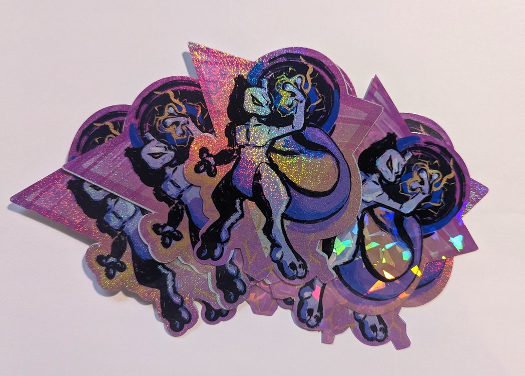 Mewtwo Holo PKMN | 4in Vinyl Stickers - Etsy