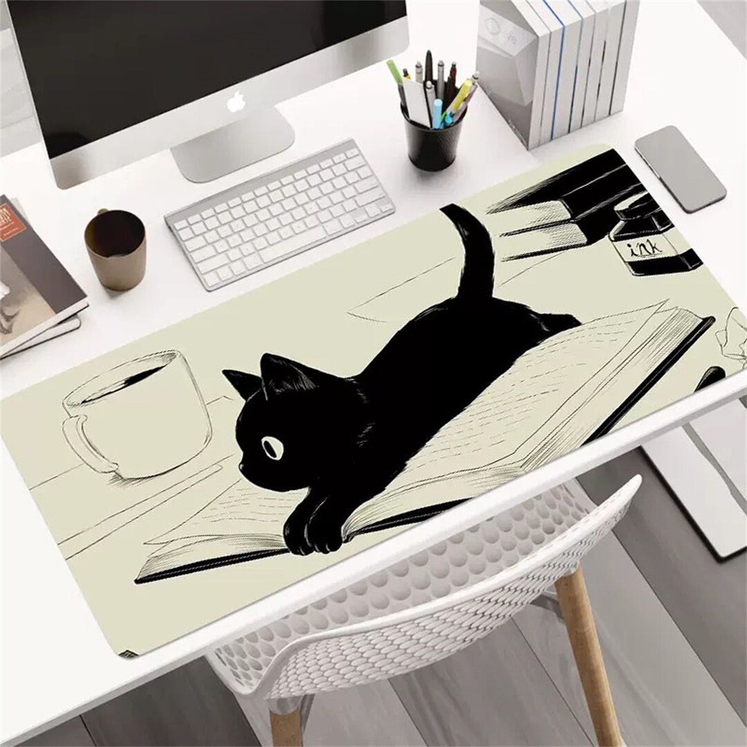 Black Cat Desk Pad Cute Cat Mouse Pad Anime Aesthetic - Etsy Australia