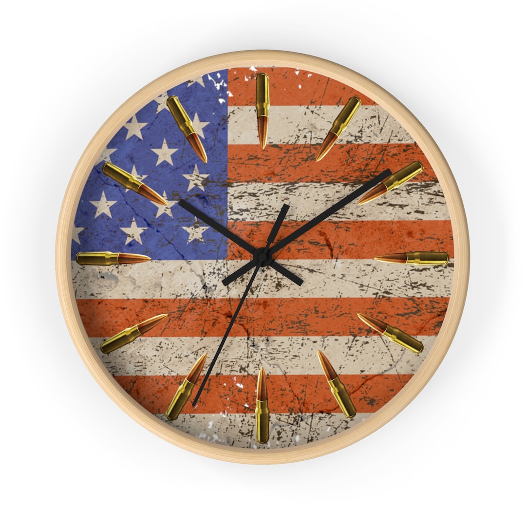 American Flag Clock,rustic USA Clock,patriotic Wall Clock,usa Flag ...