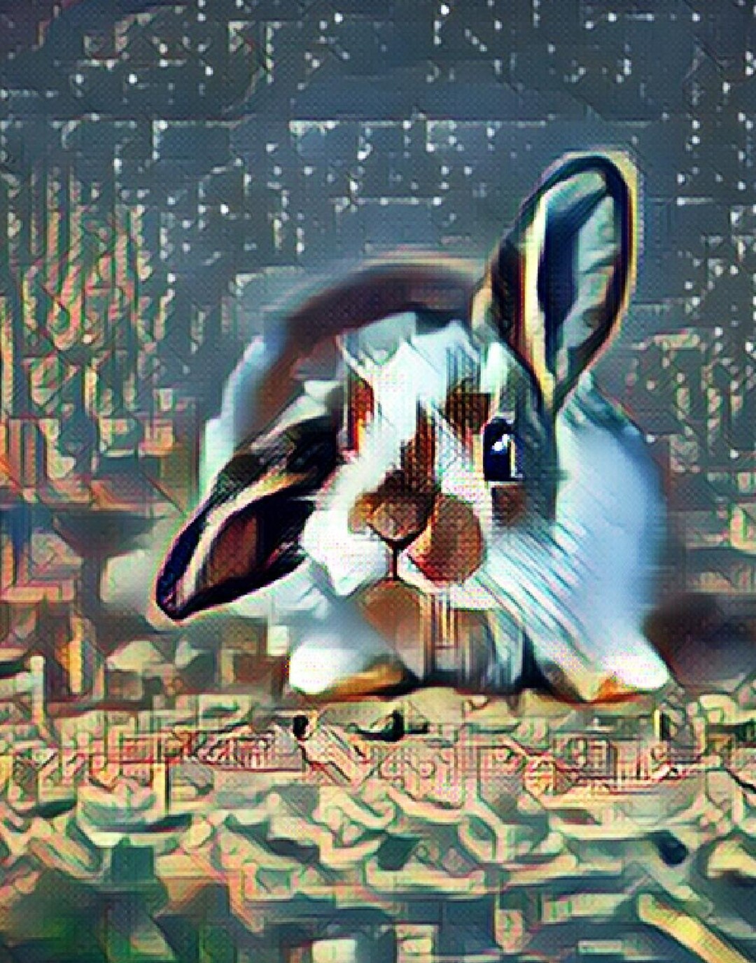 Bunny Art Painting Prints Abstract Bunny Wall Artcute Bunny - Etsy