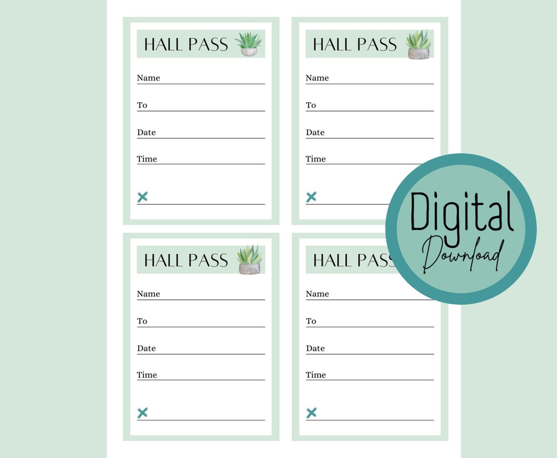 Printable Student Hall Passes | Cactus Themed Classroom Passes ...