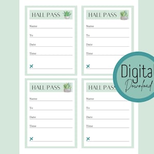 Printable Student Hall Passes | Cactus Themed Classroom Passes ...