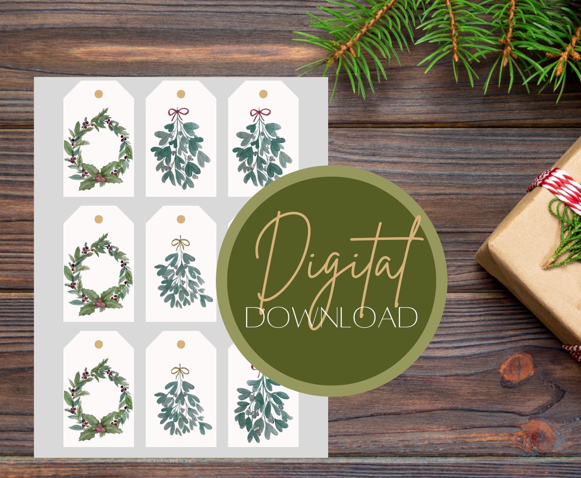 Printable Christmas Gift Tags | Hand Painted Watercolor Gift Tags ...