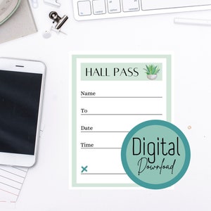 Printable Student Hall Passes | Cactus Themed Classroom Passes ...