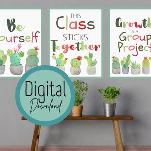 Watercolor Cactus Classroom Posters: Inspirational Wall Art (digital ...