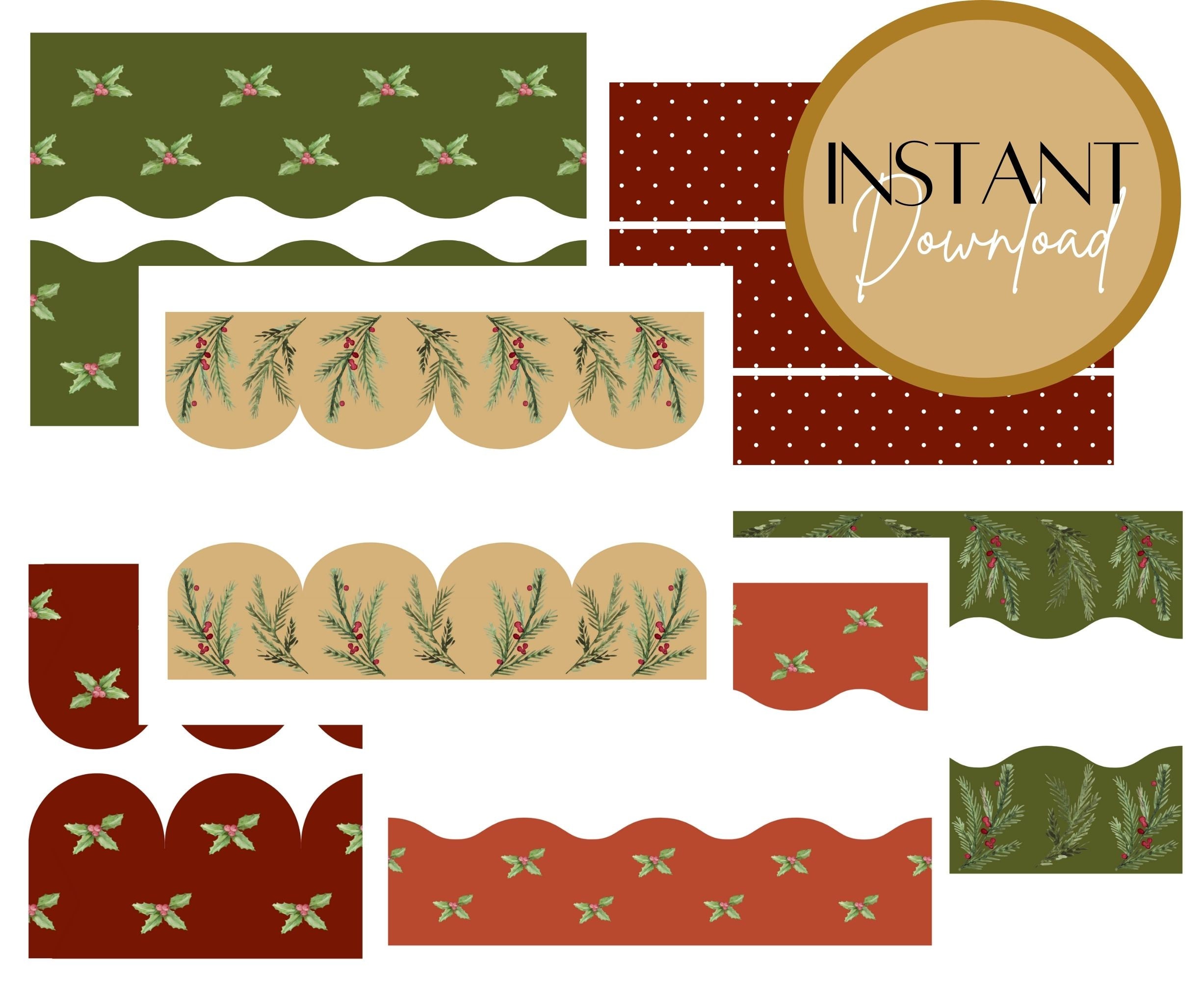 Printable Holiday Watercolor Christmas Bulletin Board Kit | Red and ...